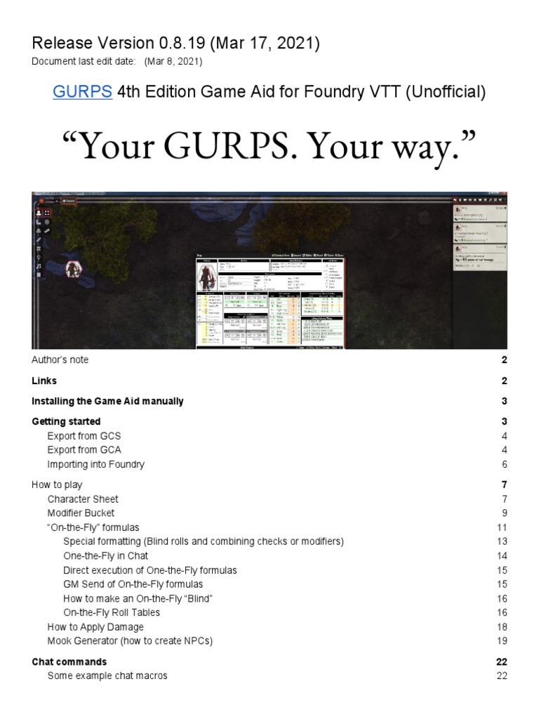 Guide For GURPS 4e On Foundry VTT | PDF | Computer File | Computing