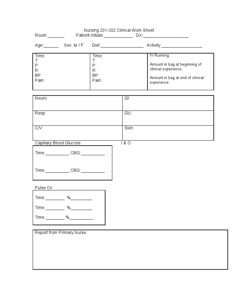 Clinical Worksheet