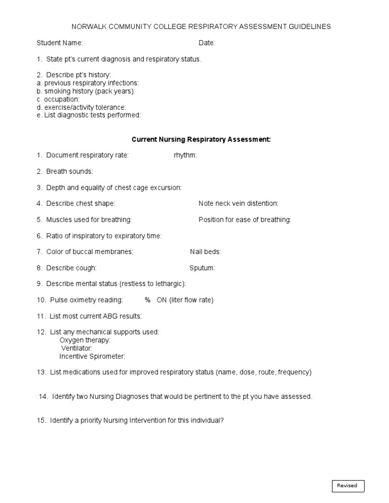 Respiratory Assessment Guidelines | PDF