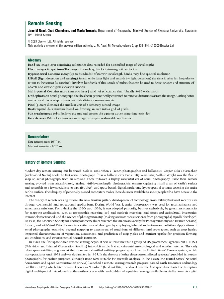 Remote Sensing | PDF | Electromagnetic Spectrum | Image Resolution