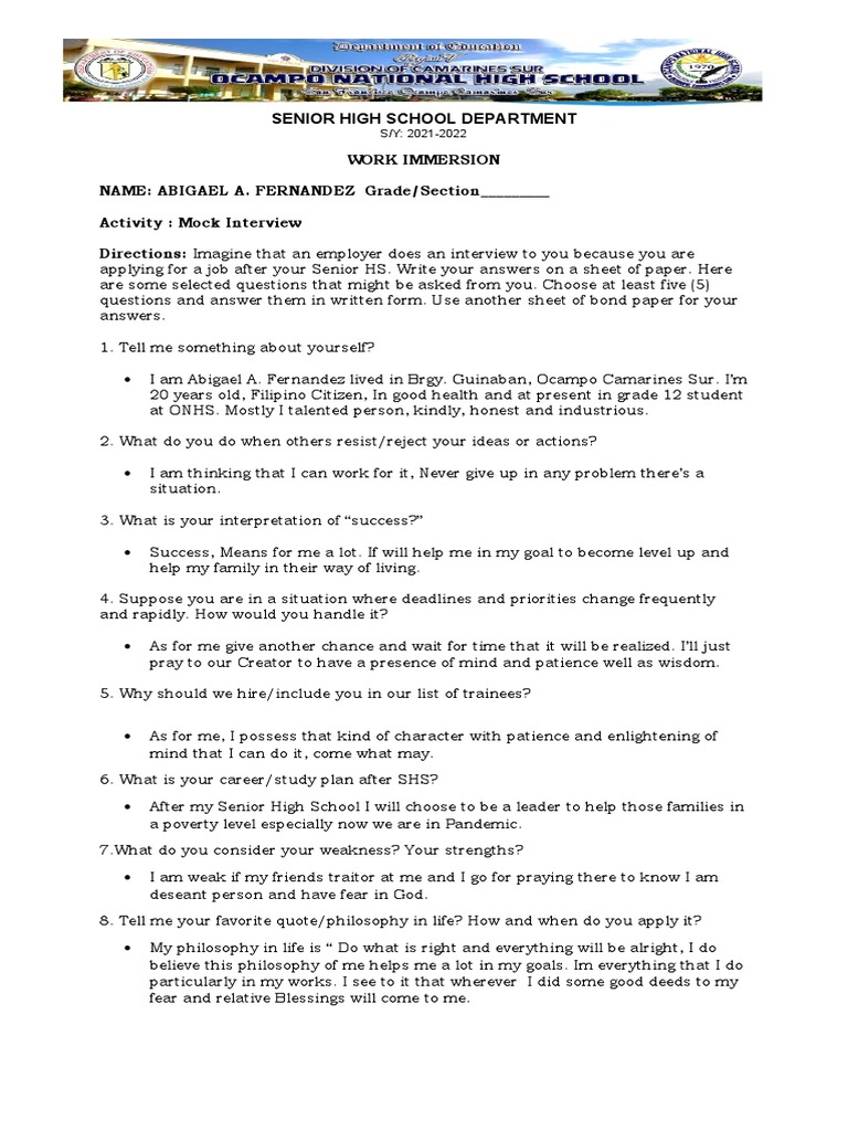Interview-Activity (To Be Printed) | PDF