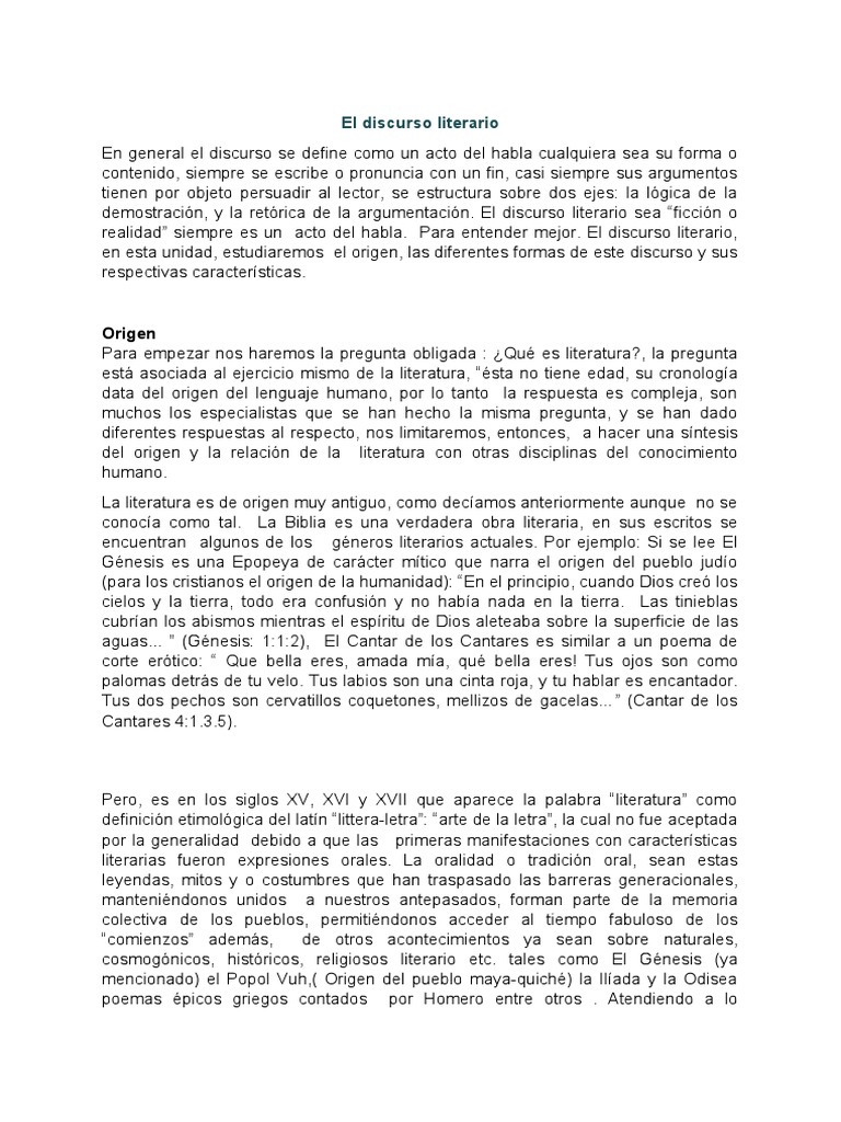 El Discurso Literario | PDF | Prosa | Novelas