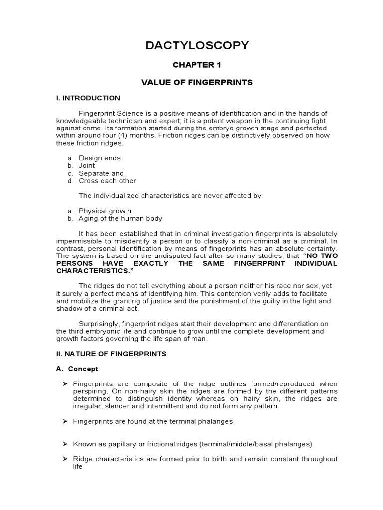 Personal Identification Handouts | PDF | Fingerprint | Finger