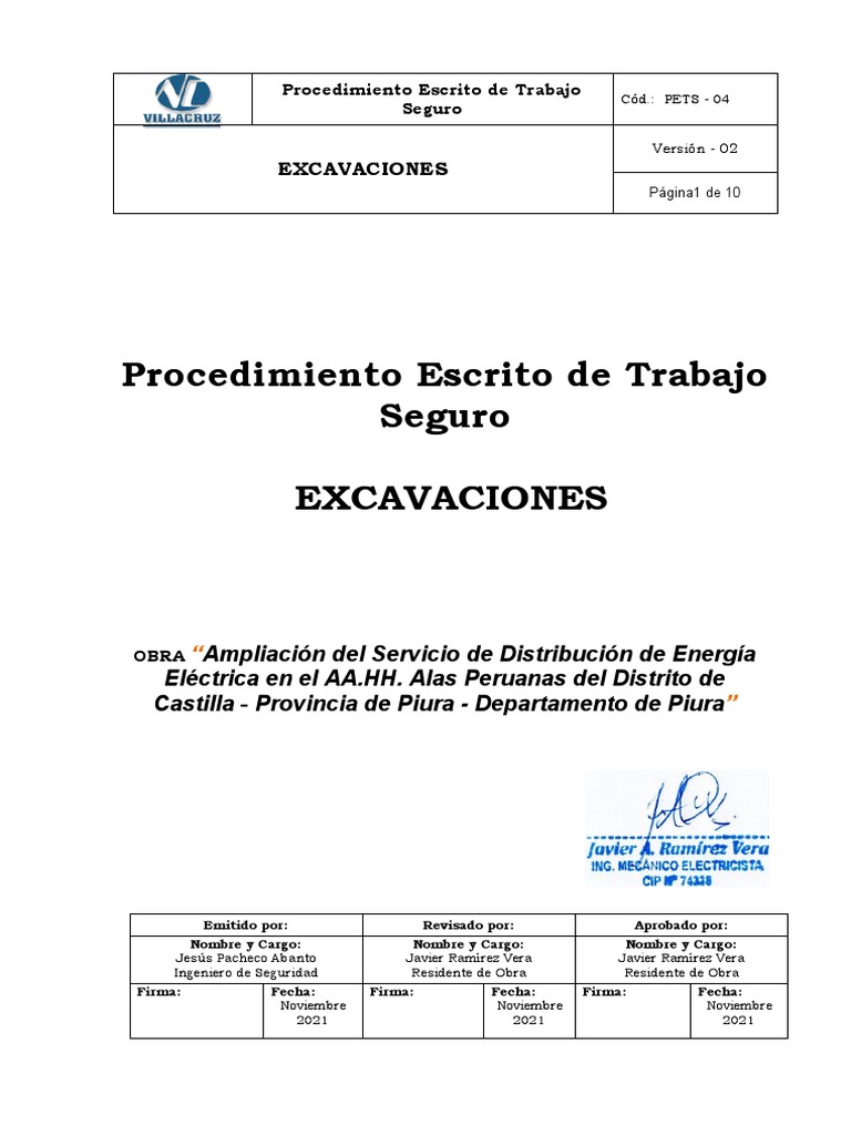 Procedimiento para realizar excavaciones de manera segura durante la ...