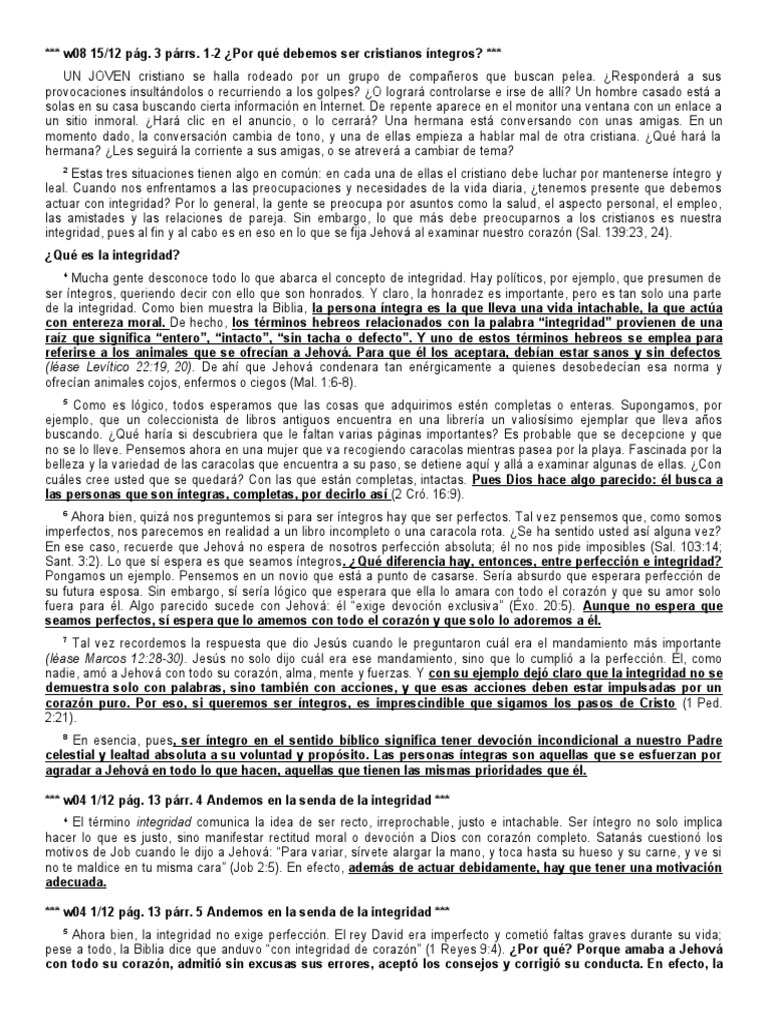 La Integridad en la Biblia: Significado y Ejemplos | PDF | David | Salmos