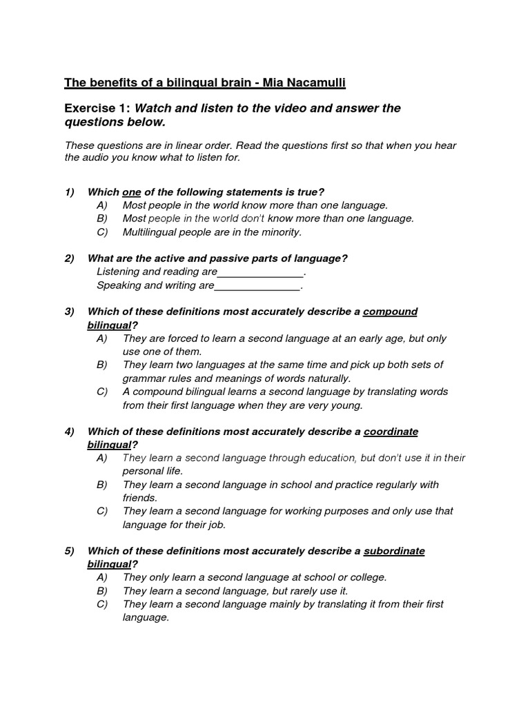 The Benefits of Bilingual Brain | PDF | Multilingualism | Second Language