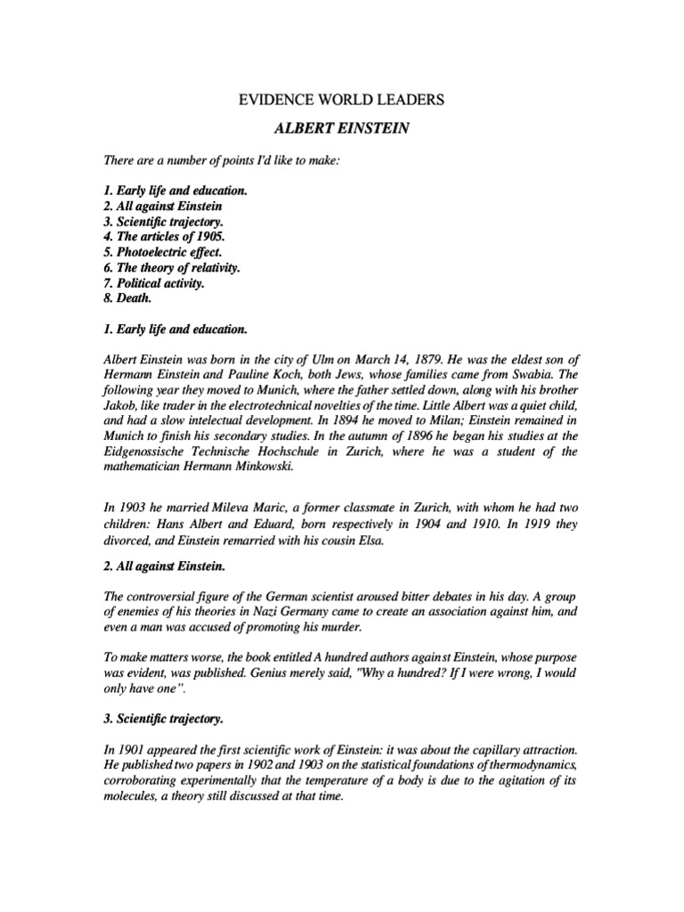 Evidence World Leaders | PDF | Albert Einstein | Physics