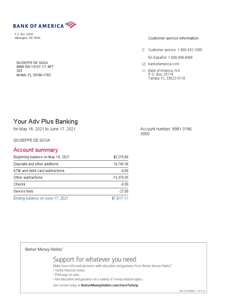 Your Adv Plus Banking: Account Summary | PDF | Deposit Account | Receipt