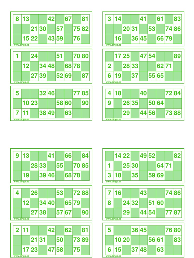 Números y Combinaciones de Bingo | PDF