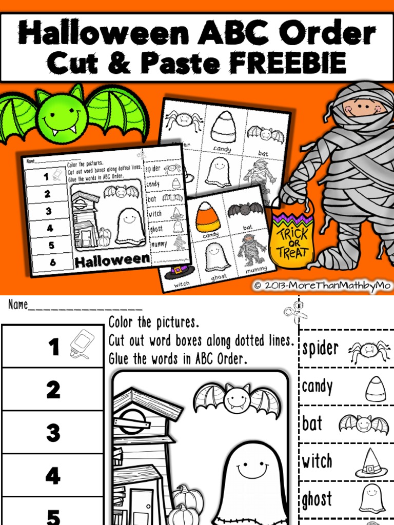 Cut & Paste FREEBIE: Halloween ABC Order | PDF