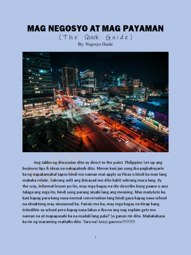 Mag Negosyo at Mag Payaman The Quick Guide by Negosyo Guide | PDF