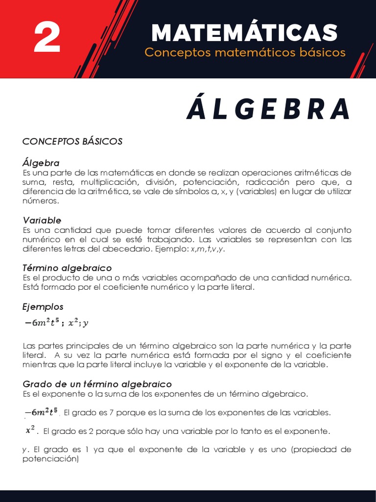 2 Conceptos Algebra | PDF | Multiplicación | Análisis numérico