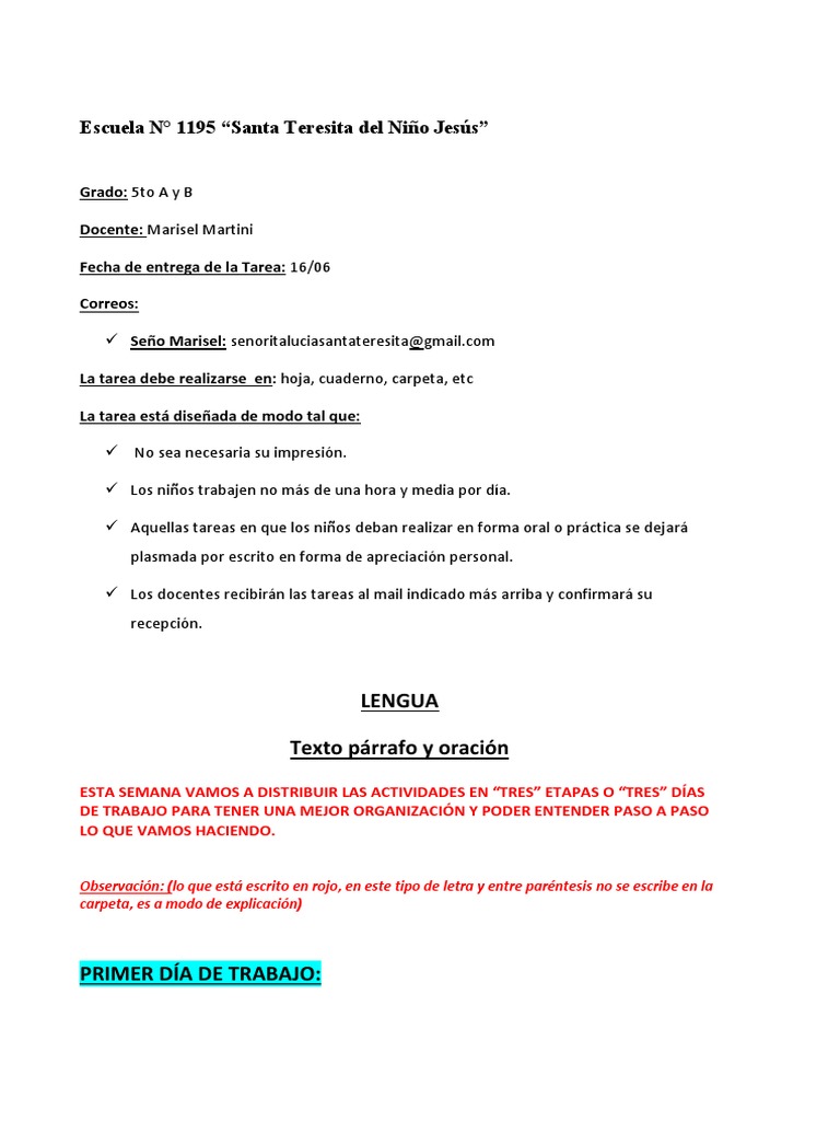Hojas De Trabajo De Lenguaje Oral Diario De Quinto Grado