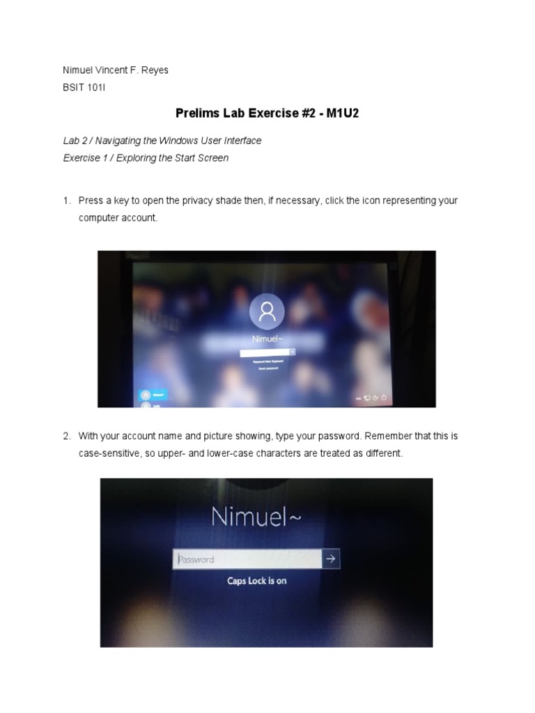 Prelims Lab Exercise #2 - M1U2 | PDF | Window (Computing) | Graphical User Interfaces