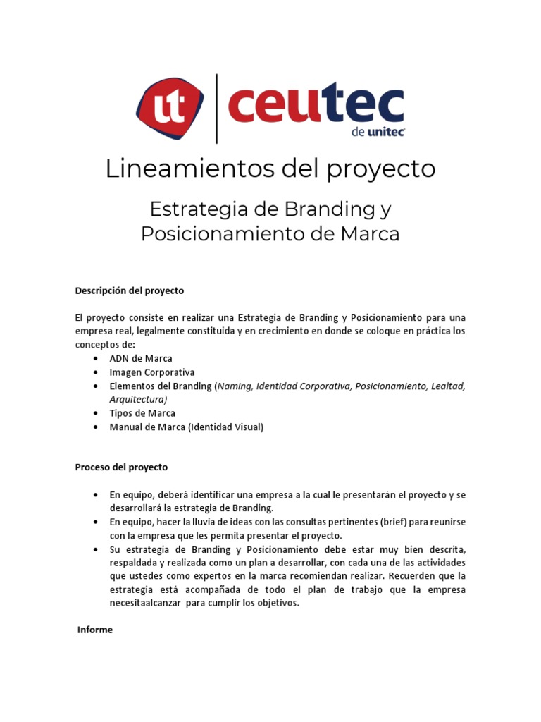 LINEAMIENTO Del Proyecto BRANDING y Manejo de Marca | PDF | Marca ...