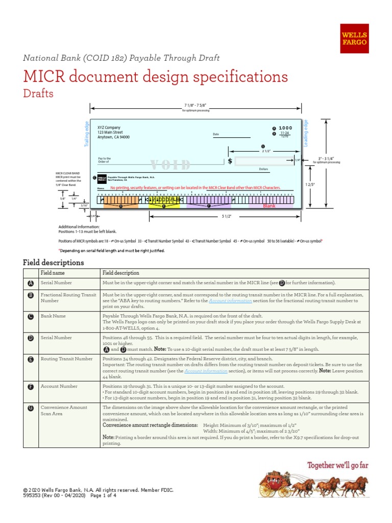 Wells Fargo MICR Document Design Specifications | PDF | Written ...