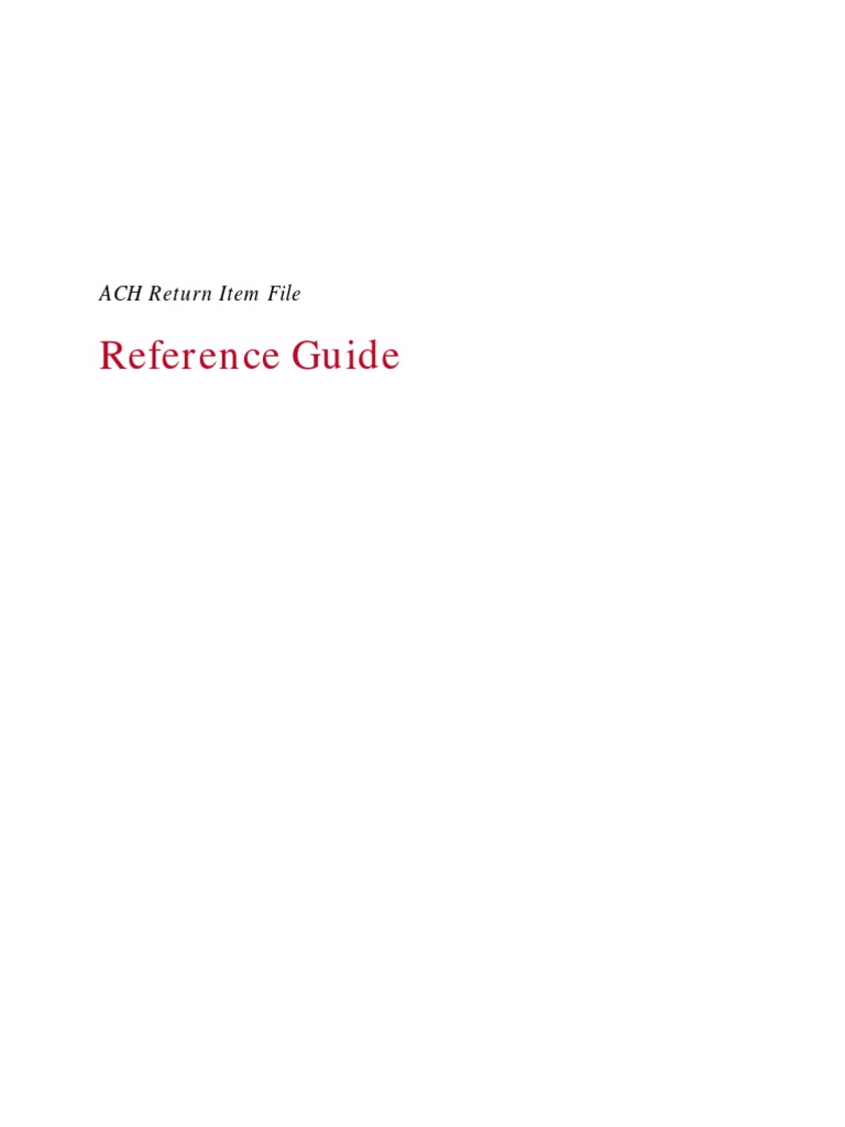 ACH Return Item File Reference Guide | PDF | Financial Transaction ...