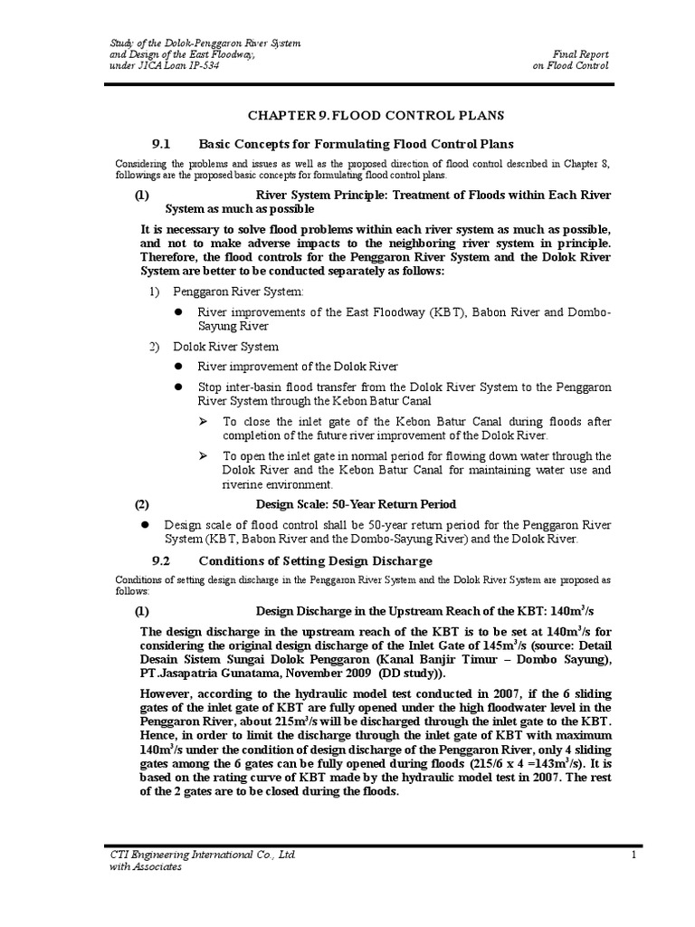 Chapter 9.flood Control Plans 9.1 Basic Concepts For Formulating Flood ...