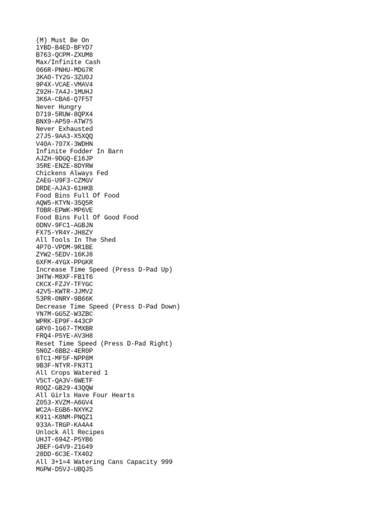 HM Awl Cheat Ar | PDF | Agriculture | Food And Drink