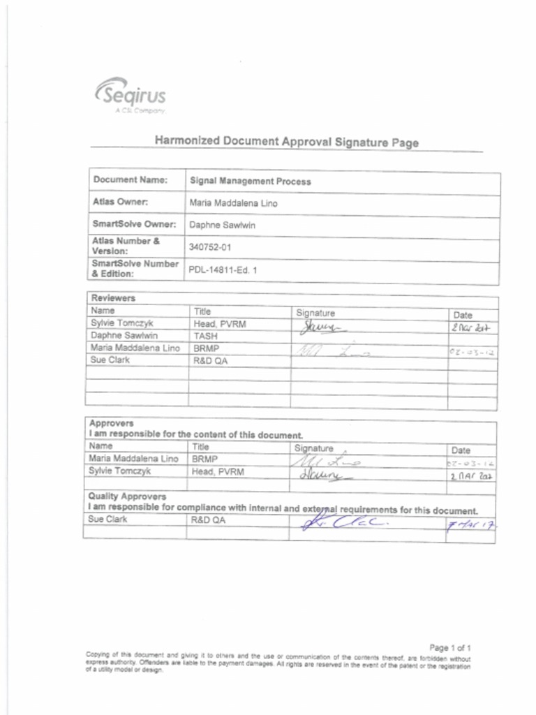 SQ Signal Management Process SOP | PDF | Pharmacovigilance | Risk