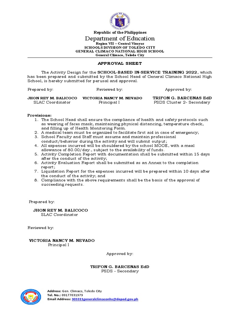 Inset 2022 Training Design | PDF | Teachers | Learning