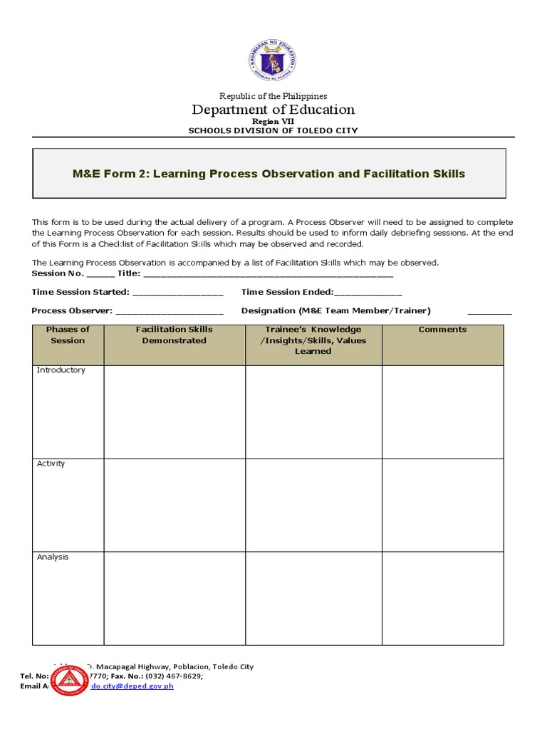 Learning Process Observation Form | PDF | Learning | Psychology