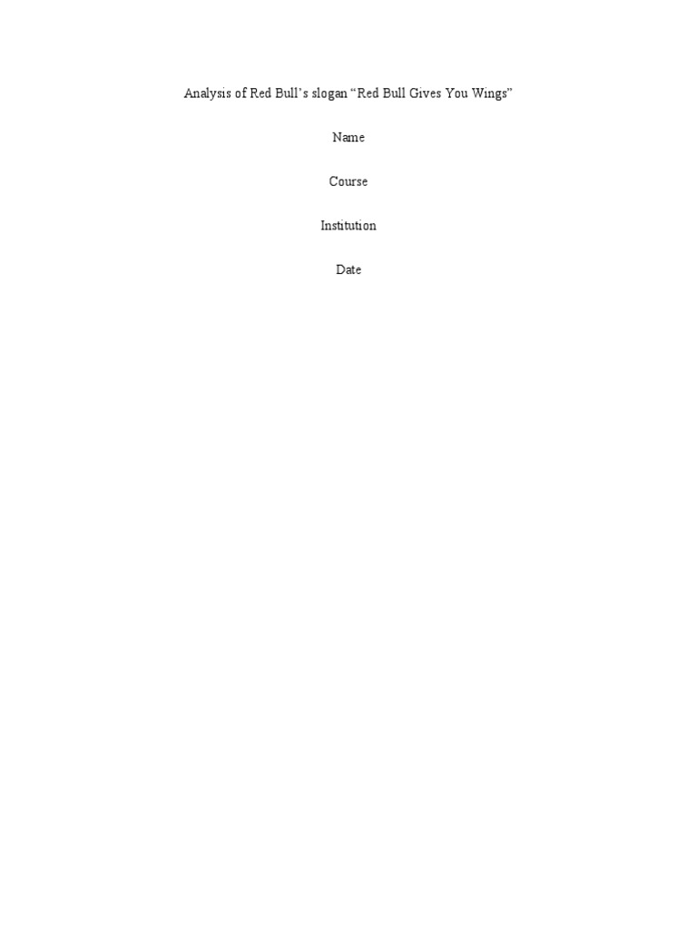 Analysis of Red Bull's Slogan "Red Bull Gives You Wings" | PDF