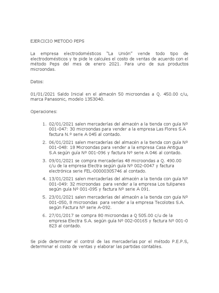 Ejercicio Metodo Peps | PDF