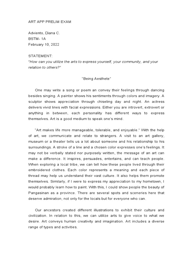 Art App Prelim Exam | PDF