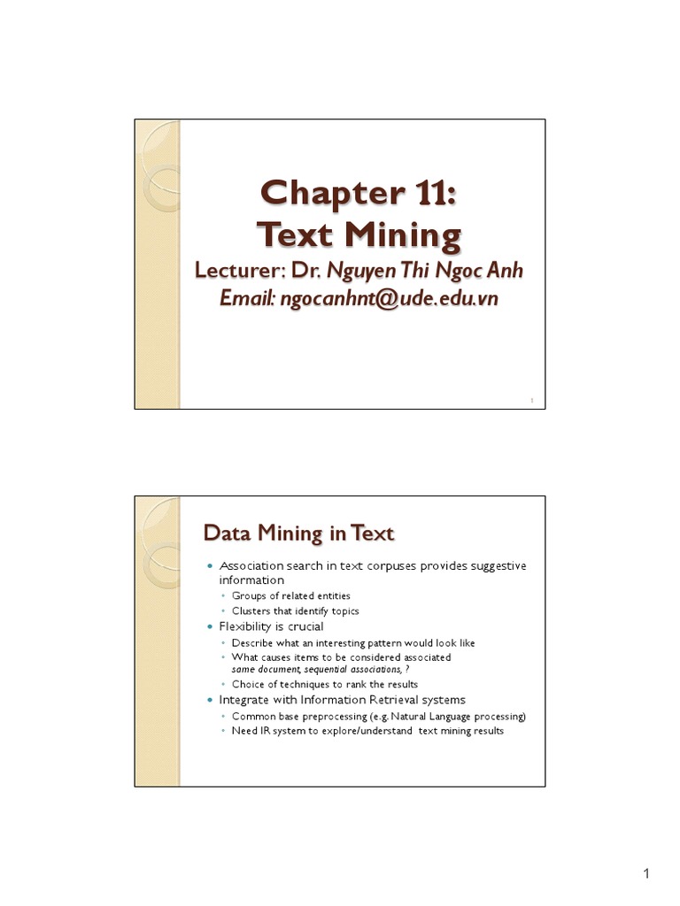 Text Mining: Lecturer: Dr. Nguyen Thi Ngoc Anh | PDF | Information ...