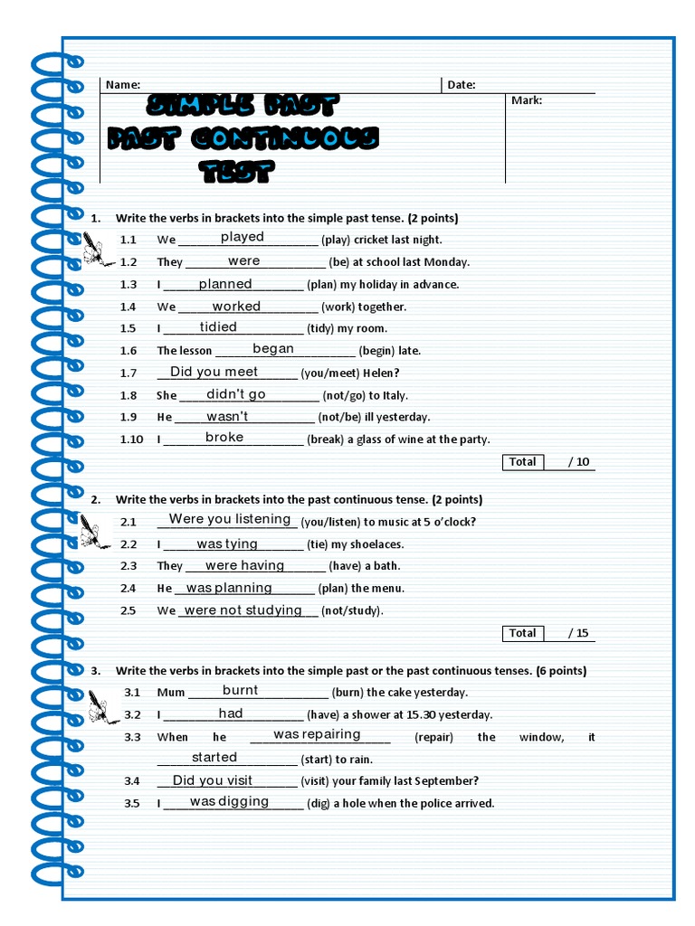 Simple Past Past Continuous Exam | PDF | Grammar | Linguistics