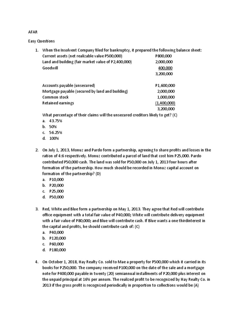 AFAR Quiz Bee Questions | PDF | Franchising | Revenue