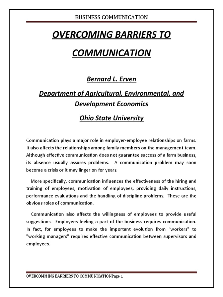 Overcoming Barriers To | PDF | Communication | Employment