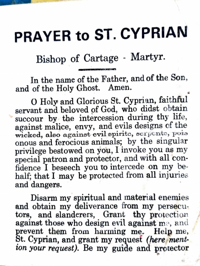 Prayer To St Cipriano Pdf Abrahamic Religions Religious Belief