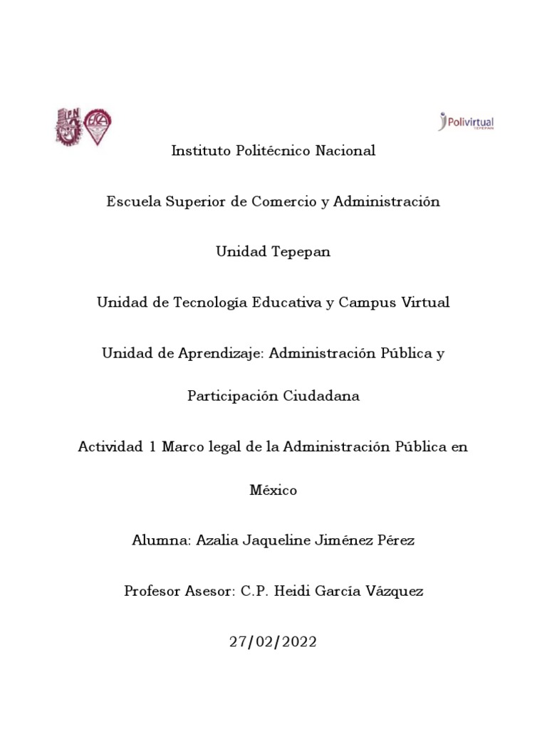 A1 Azalia Jaqueline Jimenez Pérez | PDF | Administración Pública | México