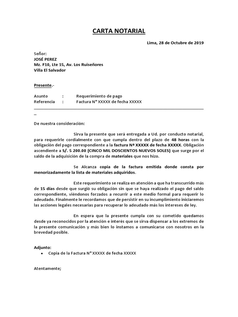 Carta Notarial Modelo | PDF