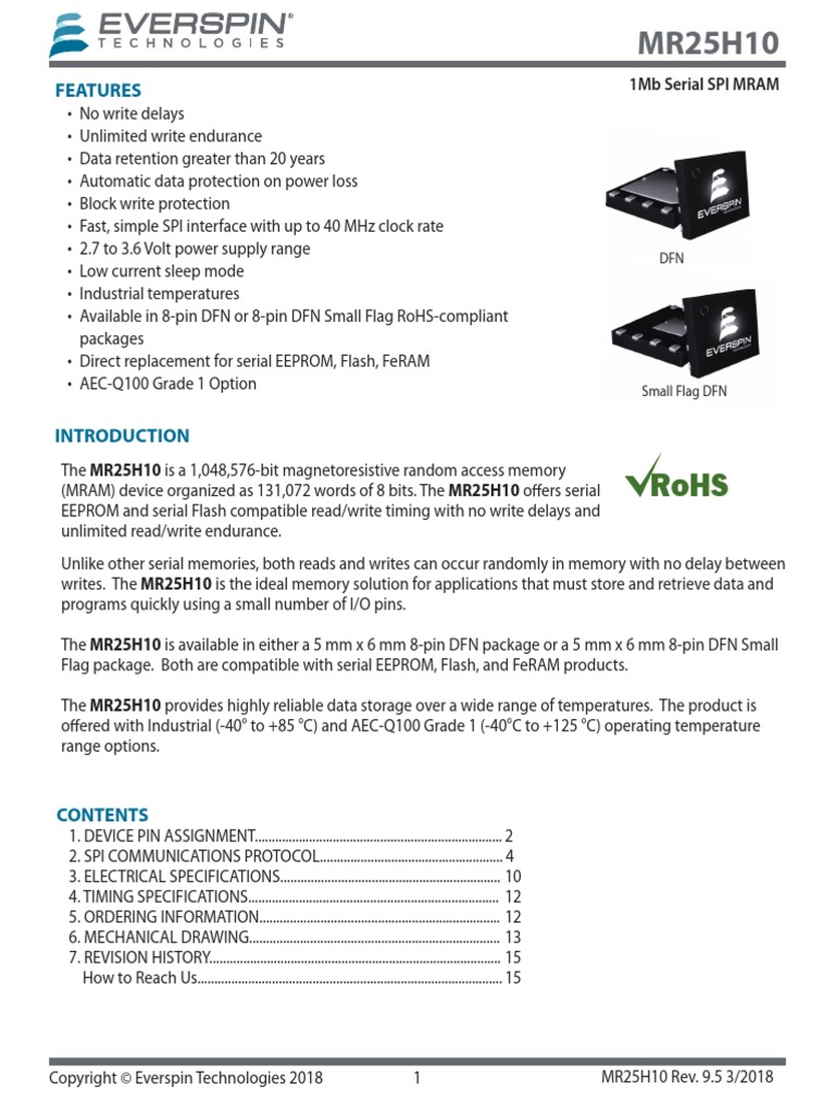 Features: 1Mb Serial SPI MRAM | PDF | Flash Memory | Computer Hardware