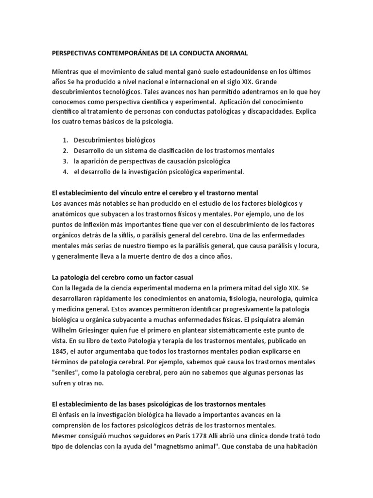 Perspectivas Contemporáneas de La Conducta Anormal | PDF | Sicología ...