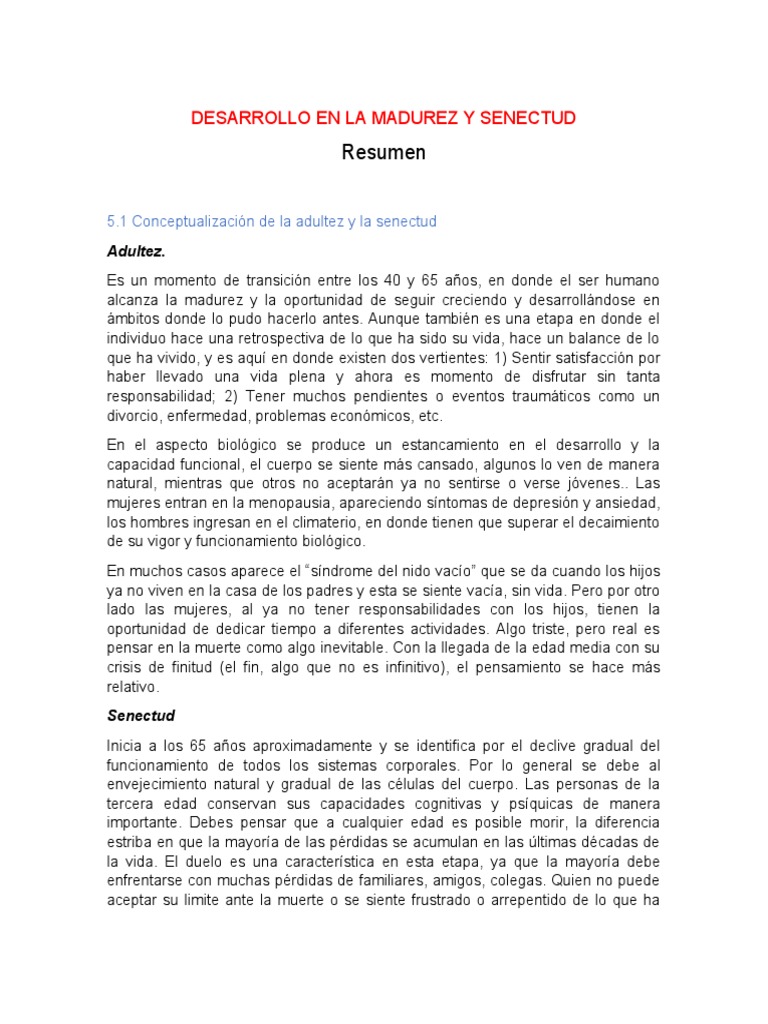 Desarrollo en La Madurez y Senectud | PDF | Envejecimiento | Adultos