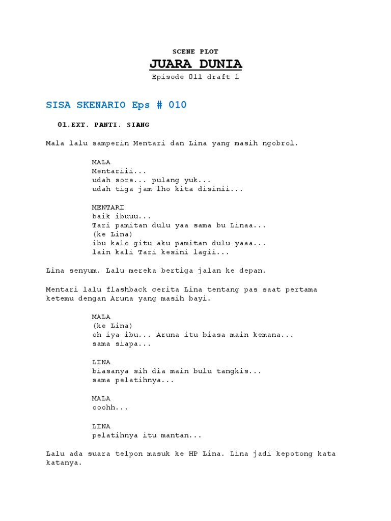 Contoh Plot dan Scene dalam Cerita | PDF