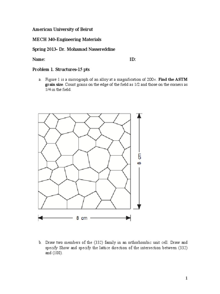 Quiz I-Mech340-solution | PDF | Dislocation | Yield (Engineering)