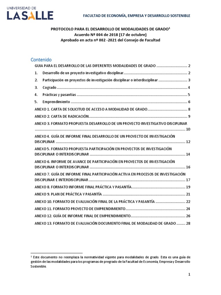 Protocolo Modalidades de Grado - Pregrado Feeds | PDF | Evaluación | Maestros