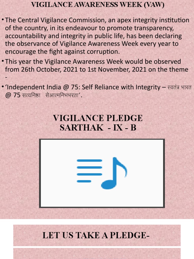 Vigilance Awareness Week 2021 Pledge | PDF