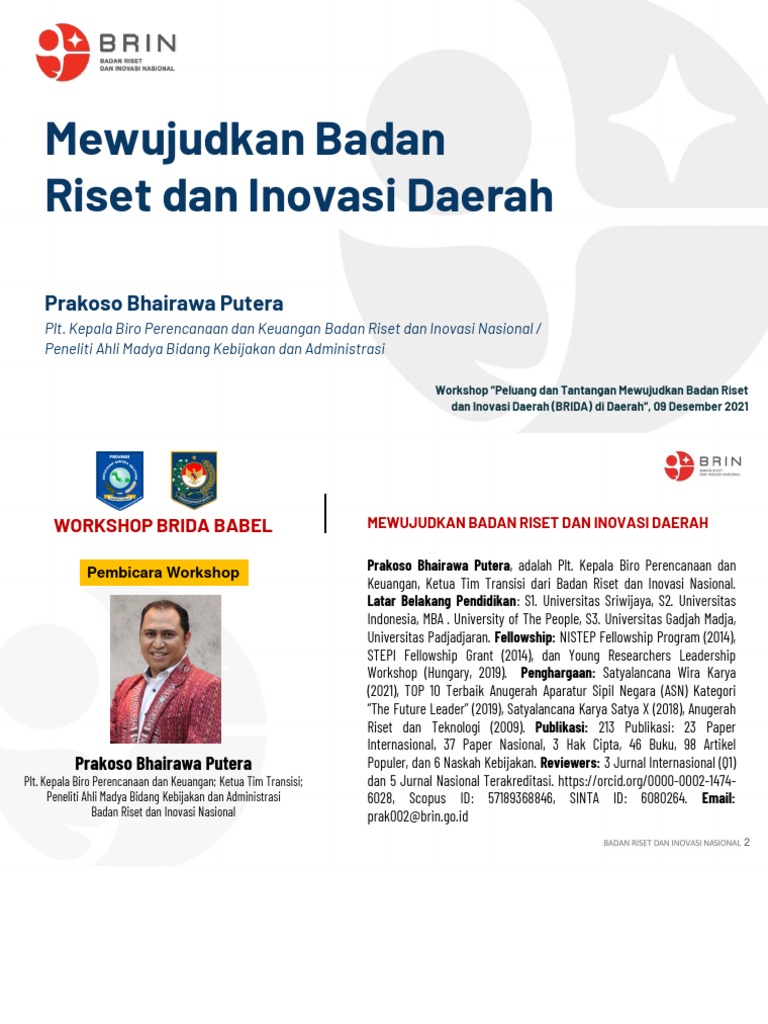 Peluang BRIDA dalam Riset Daerah | PDF | Komputer