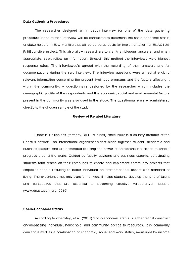 Data Gathering Procedures and RRL | Download Free PDF | Socioeconomic ...