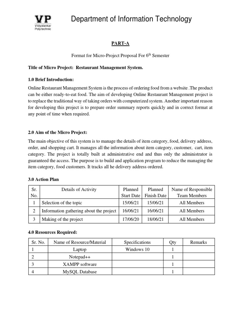 Restaurant Management System Project Report | PDF | World Wide Web ...