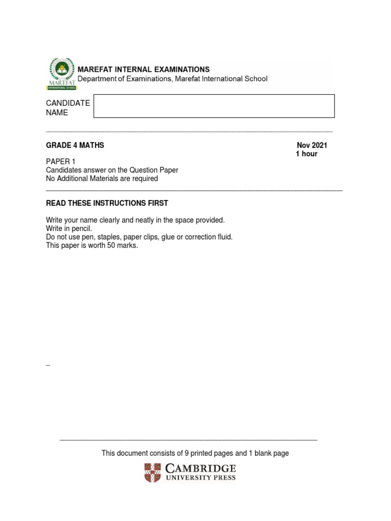 Term 1 - Paper 1 Grade 4 | PDF