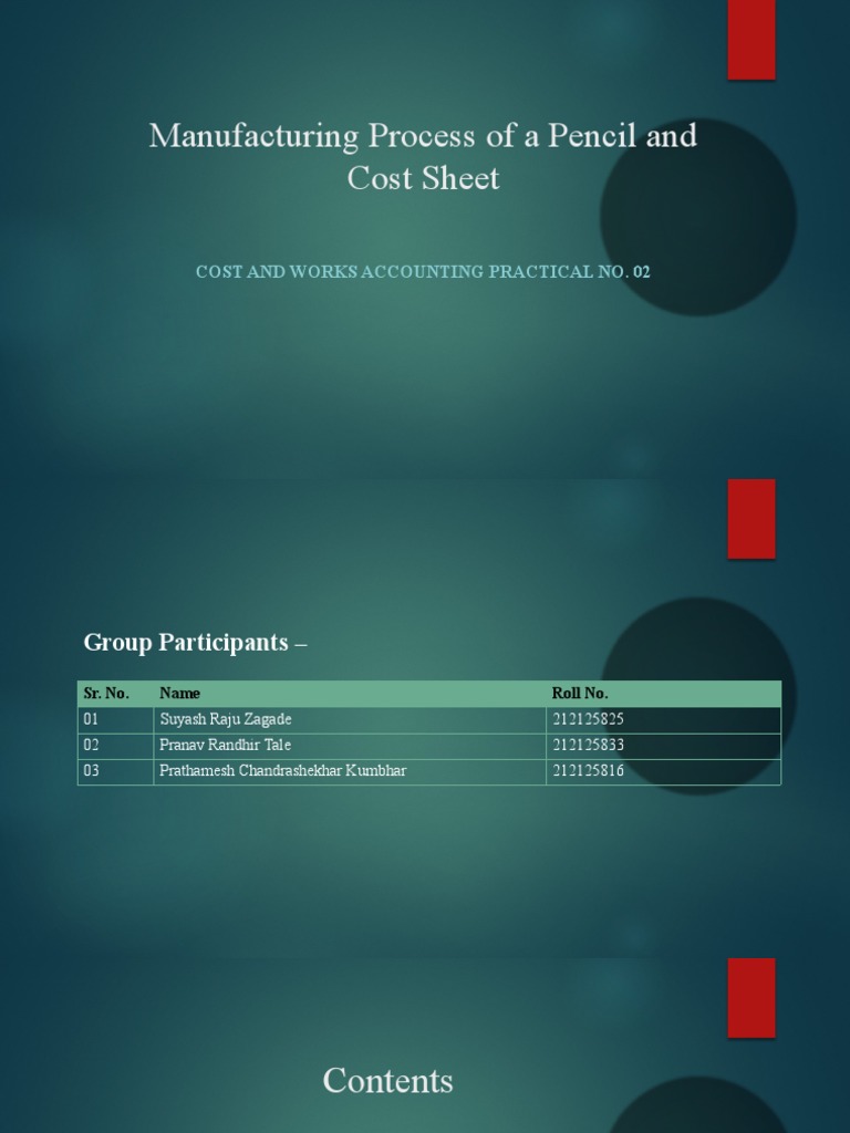 Manufacturing Process of A Pencil and Cost Sheet | Download Free PDF ...