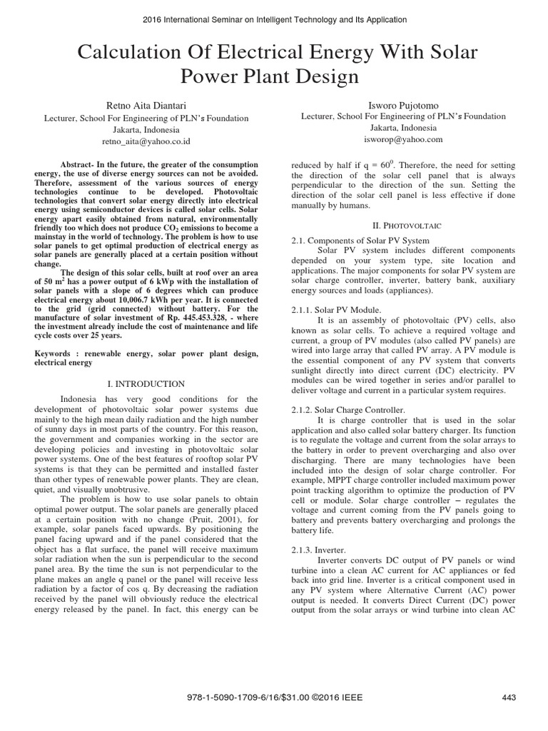 Calculation of Electrical Energy With Solar | PDF | Photovoltaic System ...