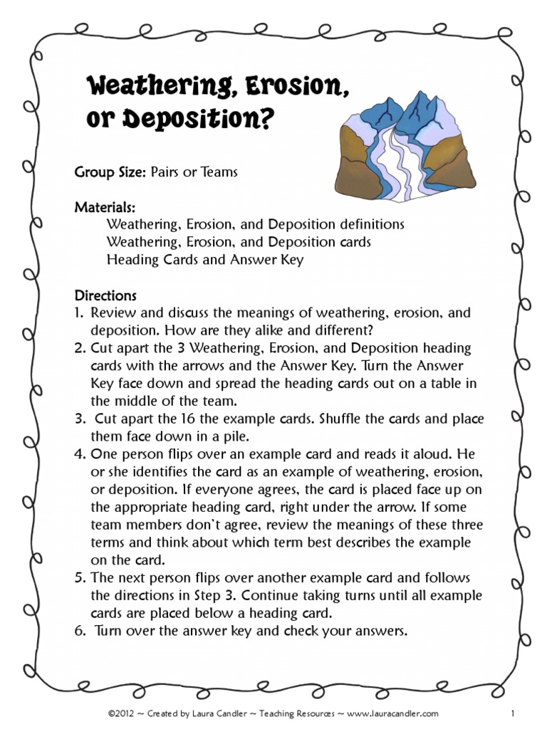 Weathering Erosion And Deposition Worksheets Pdf Weathering, Erosion